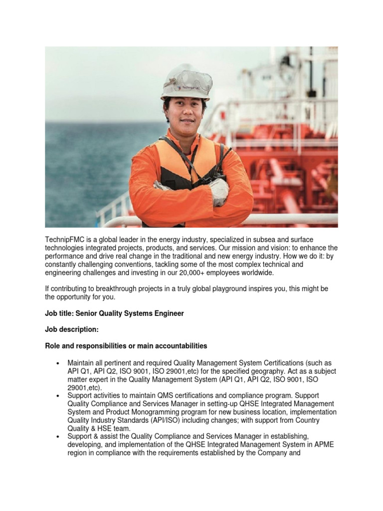 JD- Senior Quality systems Engineer | PDF