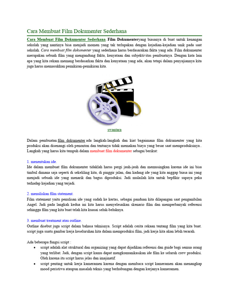 Panduan Membuat Film Dokumenter Sederhana | PDF