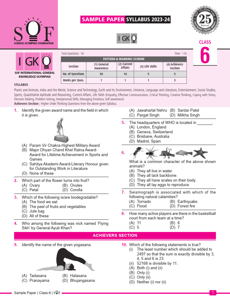 Igko Sample Paper Class-6 | PDF