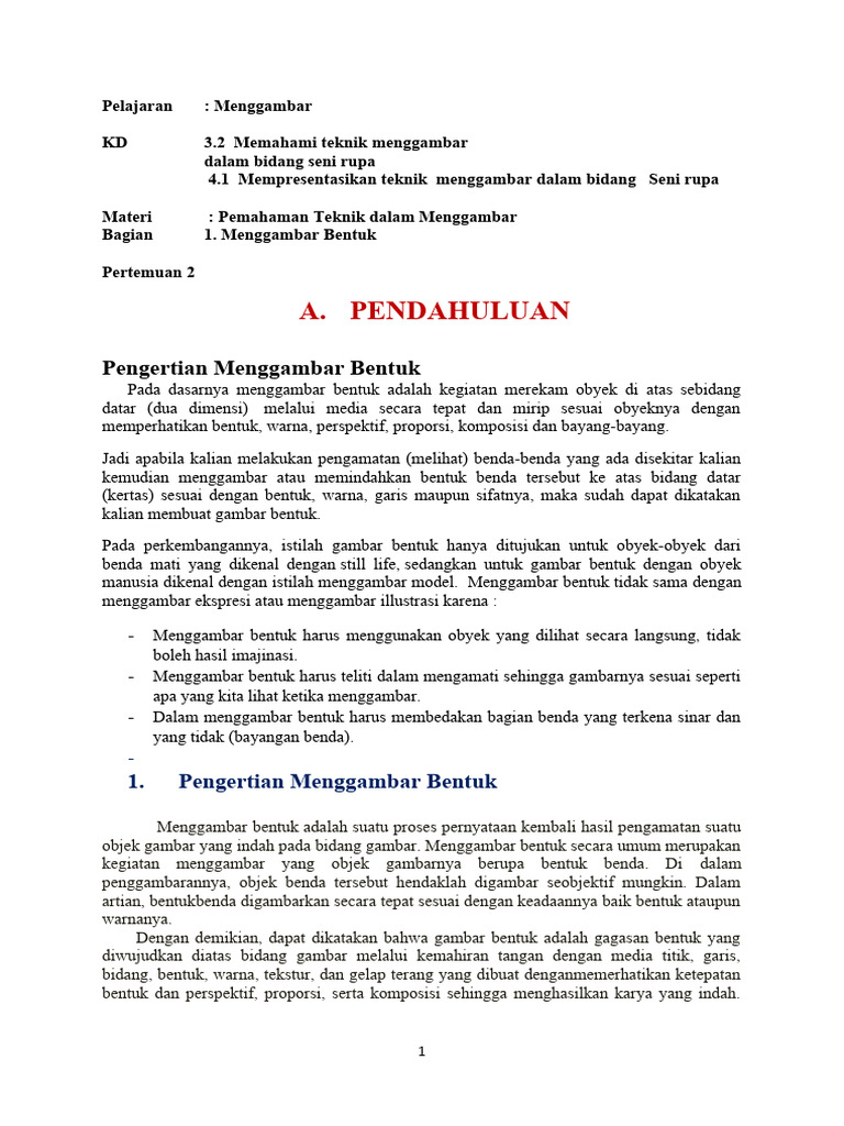 Pengertian Menggambar Bentuk | PDF