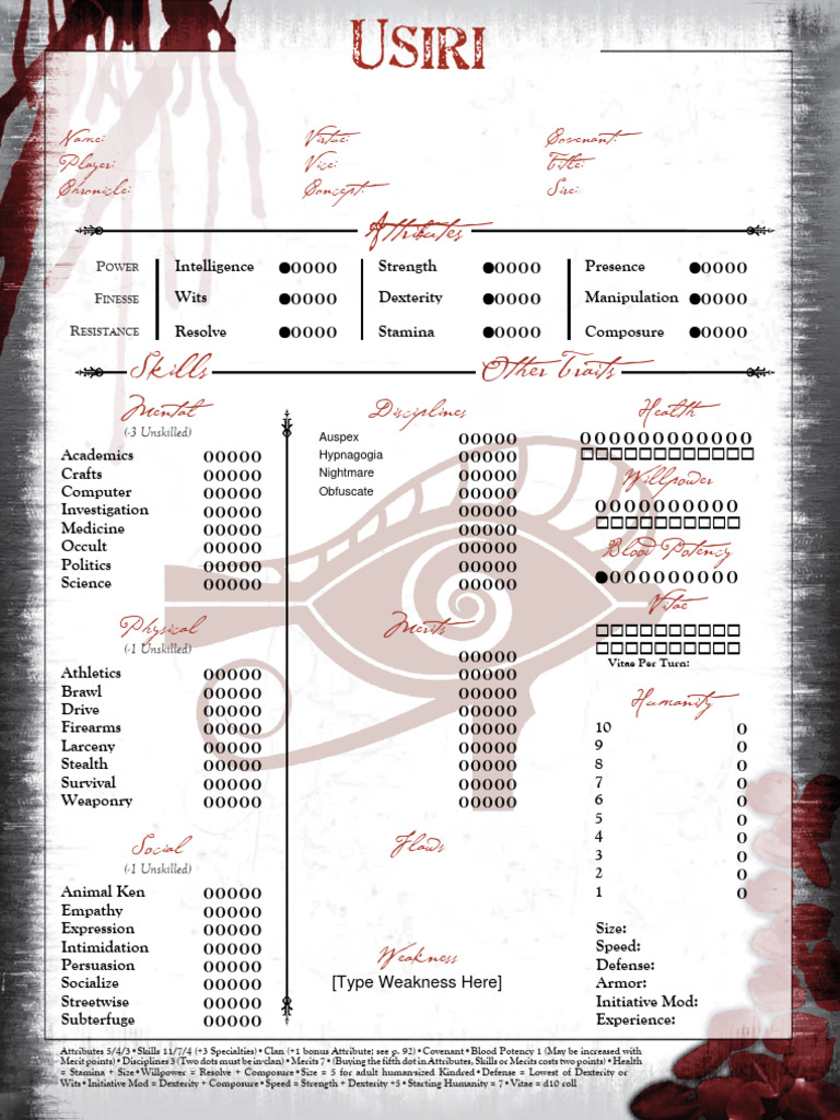 VtR1-Page AncientBloodline Usiri Editable | PDF | Psychology ...
