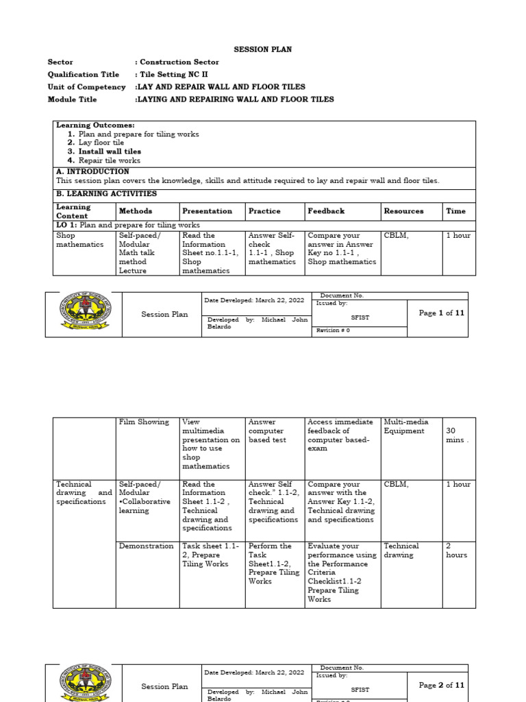 PTS-Session-Plan Revised | PDF