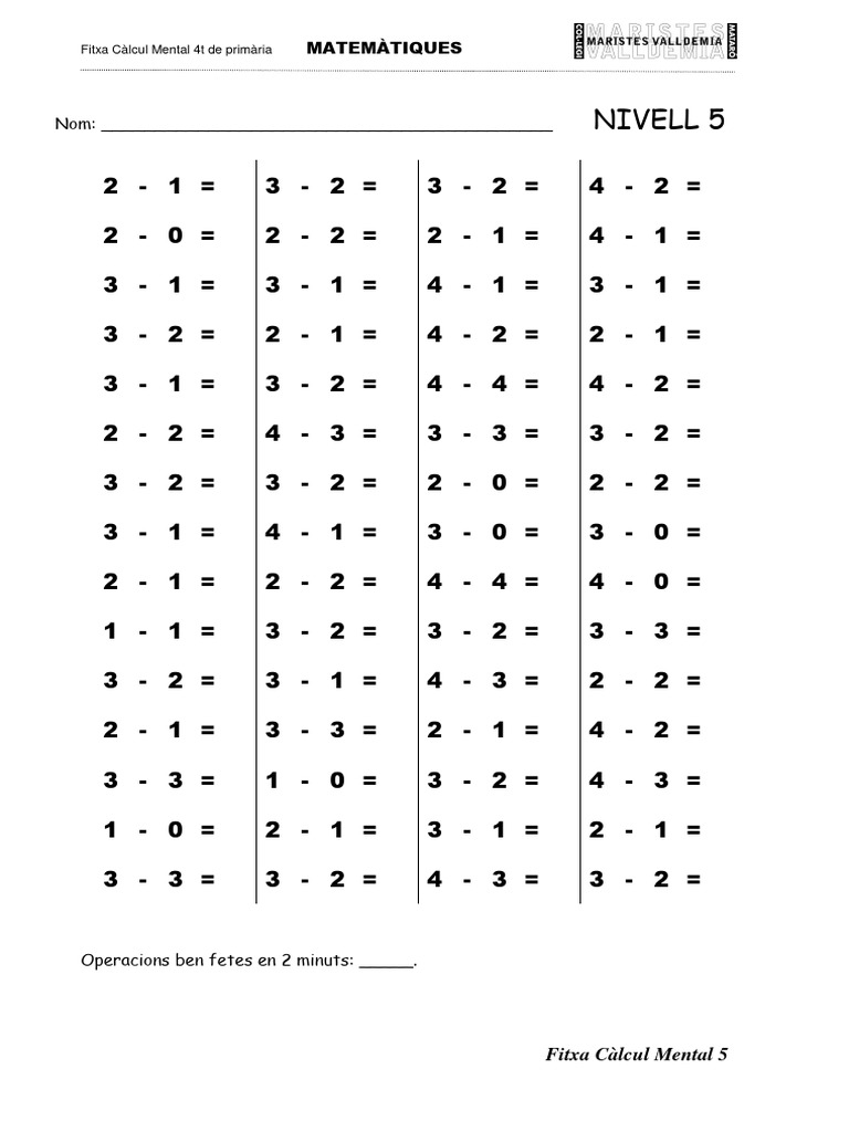 Fitxa 5 CÀLCUL MENTAL | PDF