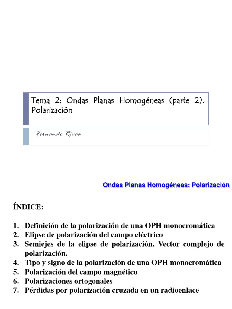 Tema 2b - Ondas Planas. Polarizacion | PDF