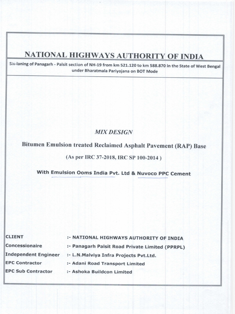 BSM With Ooms SS2+ Nuvoco PPC - NH19 | PDF