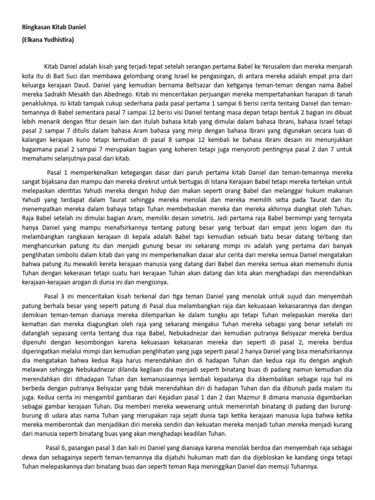 Ringkasan Kitab Daniel - Elkana Yudhistira | PDF