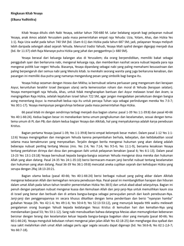 Ringkasan Kitab Yesaya - Elkana Yudhistira | PDF