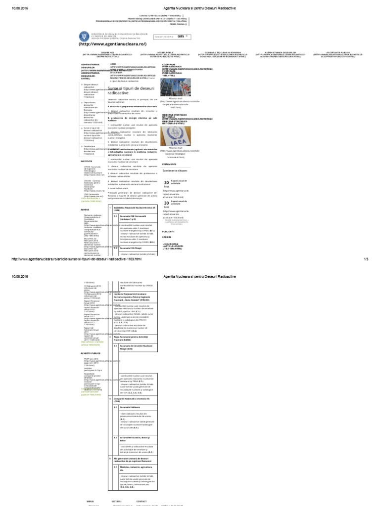 Agentia Nucleara Si Pentru Deseuri Radioactive | PDF