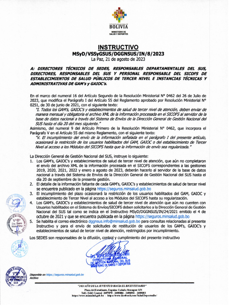 Instructivo DGGNSUS2023 008 | PDF