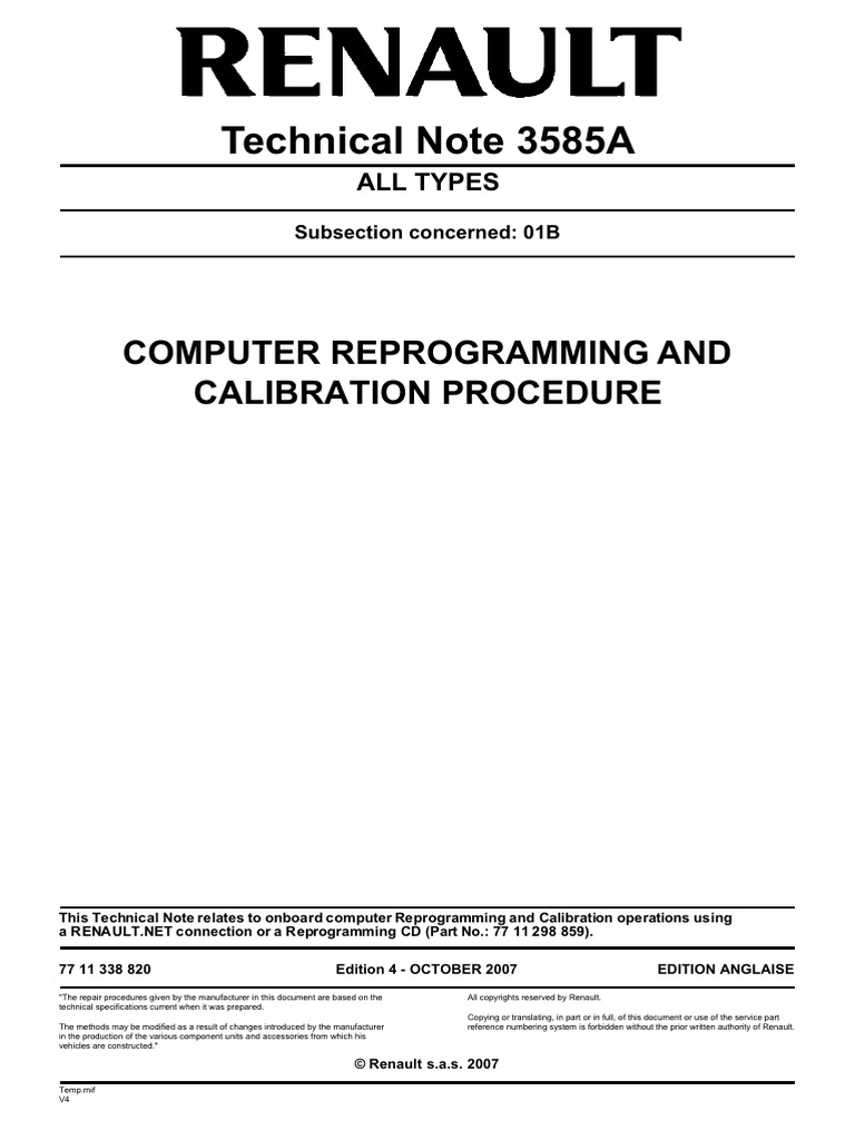 Renault ReProg Procedure EN | PDF | Computer Programming | Computer File