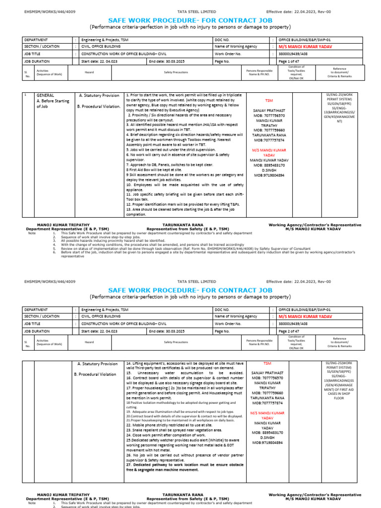 SWP, OFFICE BUILDING - Copy with pages removed | PDF | Occupational ...