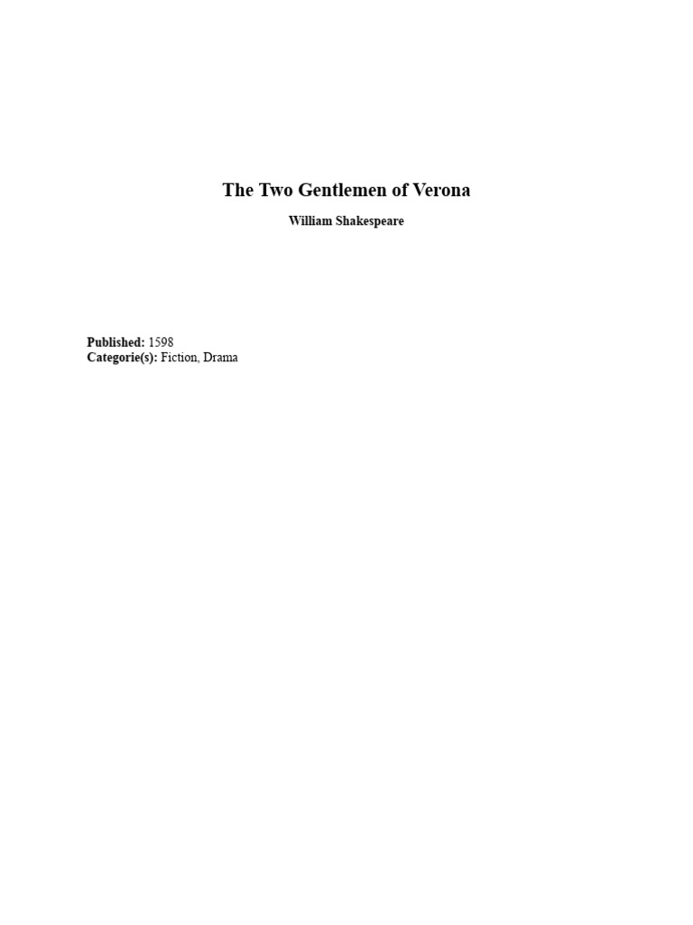 Two Gentlemen of Verona, The - William Shakespeare | PDF