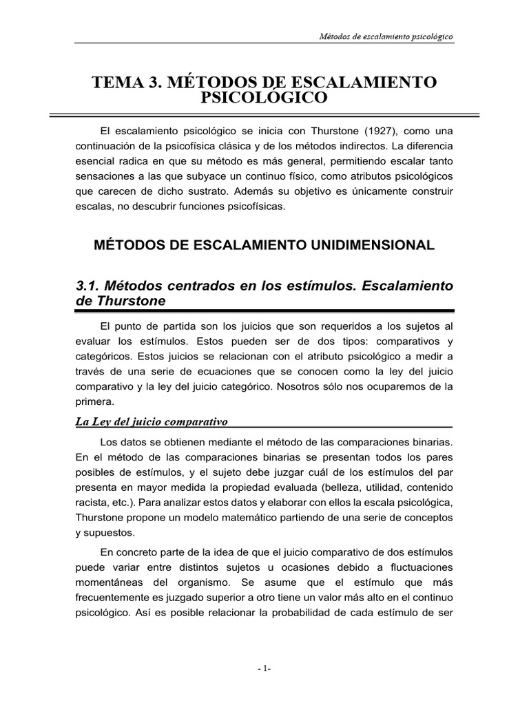 Métodos de Escalamiento Psicológico | PDF | Ciencia y matemáticas