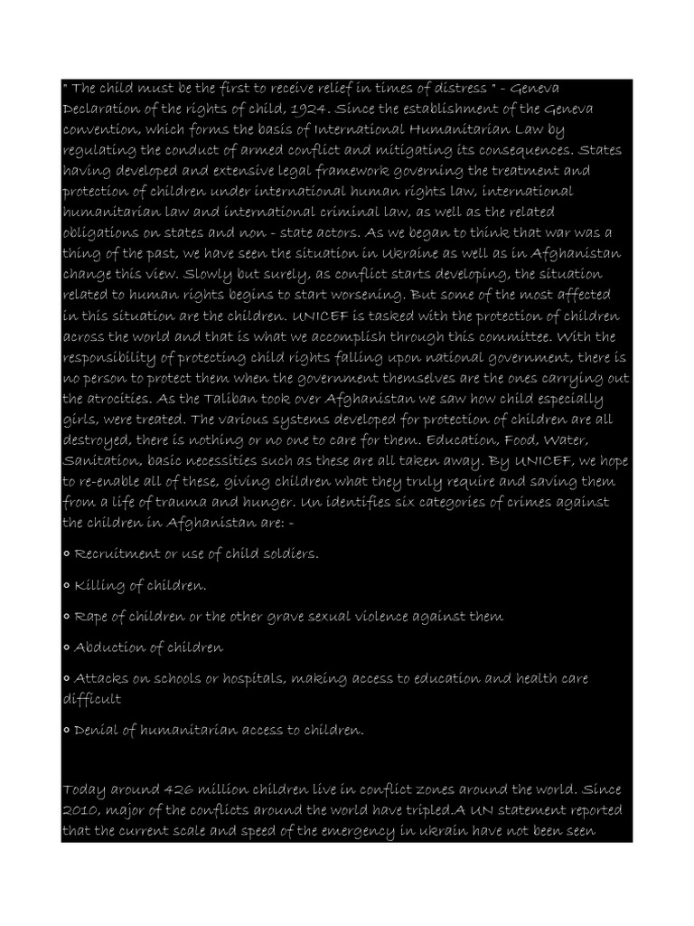 MUN Speech | PDF | Humanitarian Aid | International Humanitarian Law