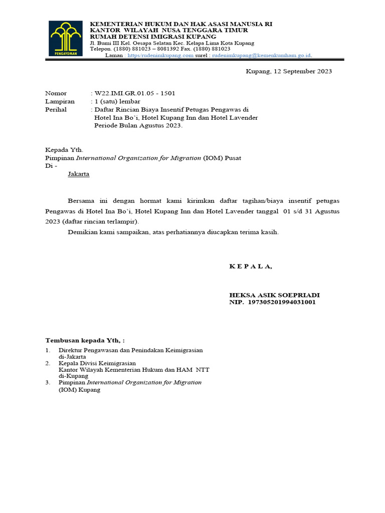 Surat Pengantar IOM | PDF