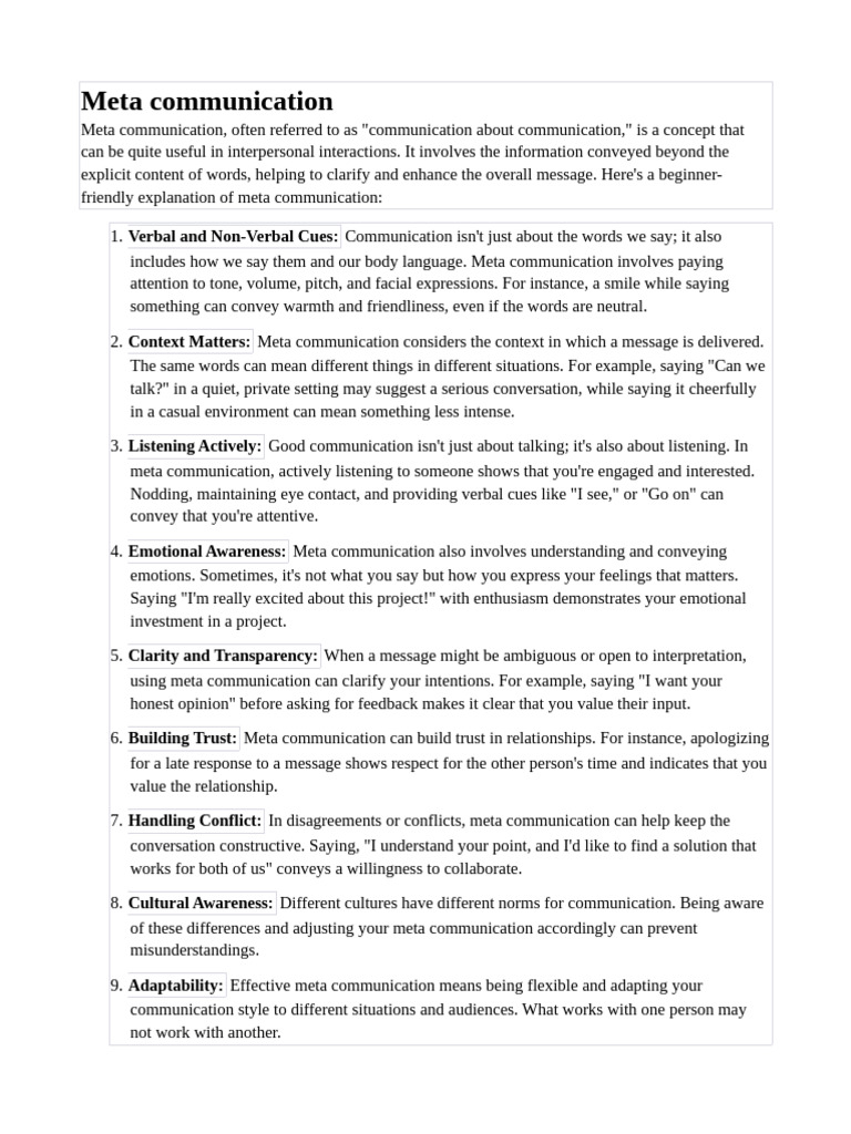 Meta Communication | PDF
