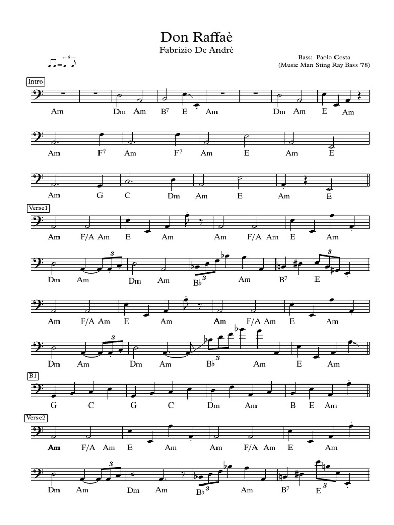 Don Raffaè, Fabrizio de Andrè (Original BASS) | PDF