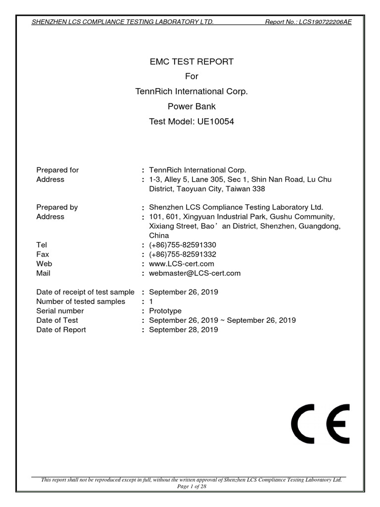 LCS190722206AE-EN 55032 35 - UE10054 EMC Report | PDF