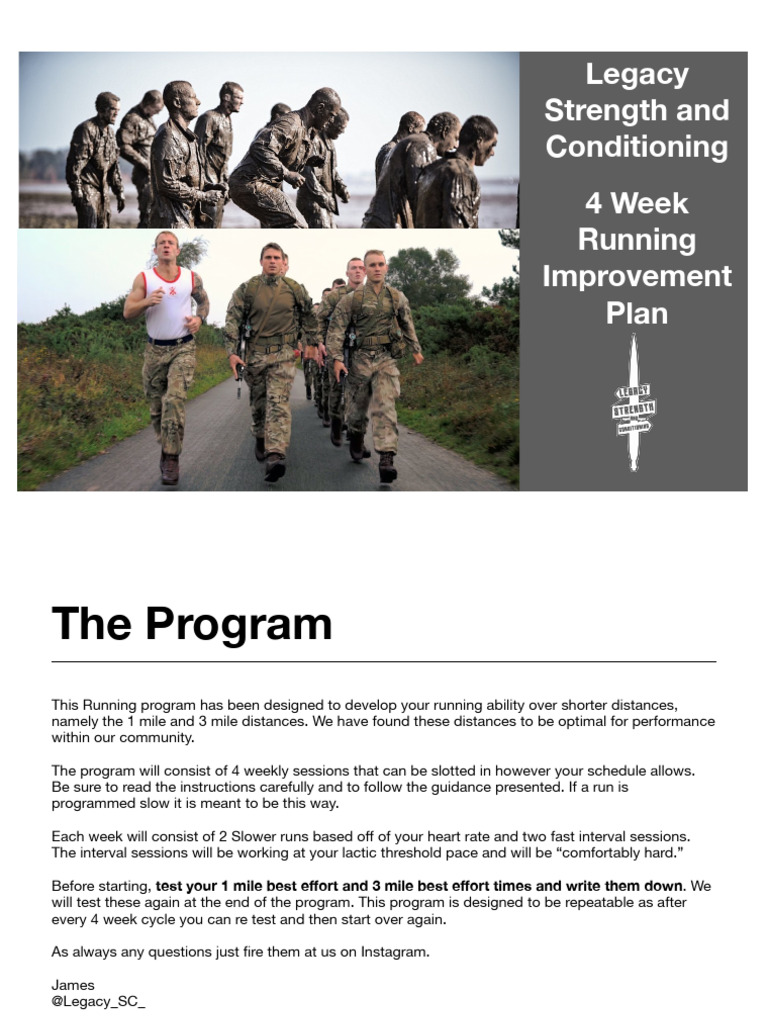 Legacy - 4 Week Running Program | PDF | Wellness