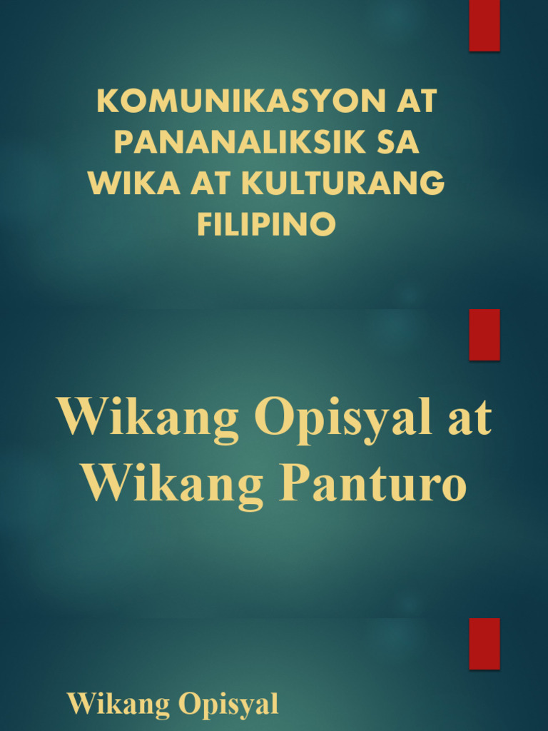 Wikang Opisyal at Wikang Panturo | PDF