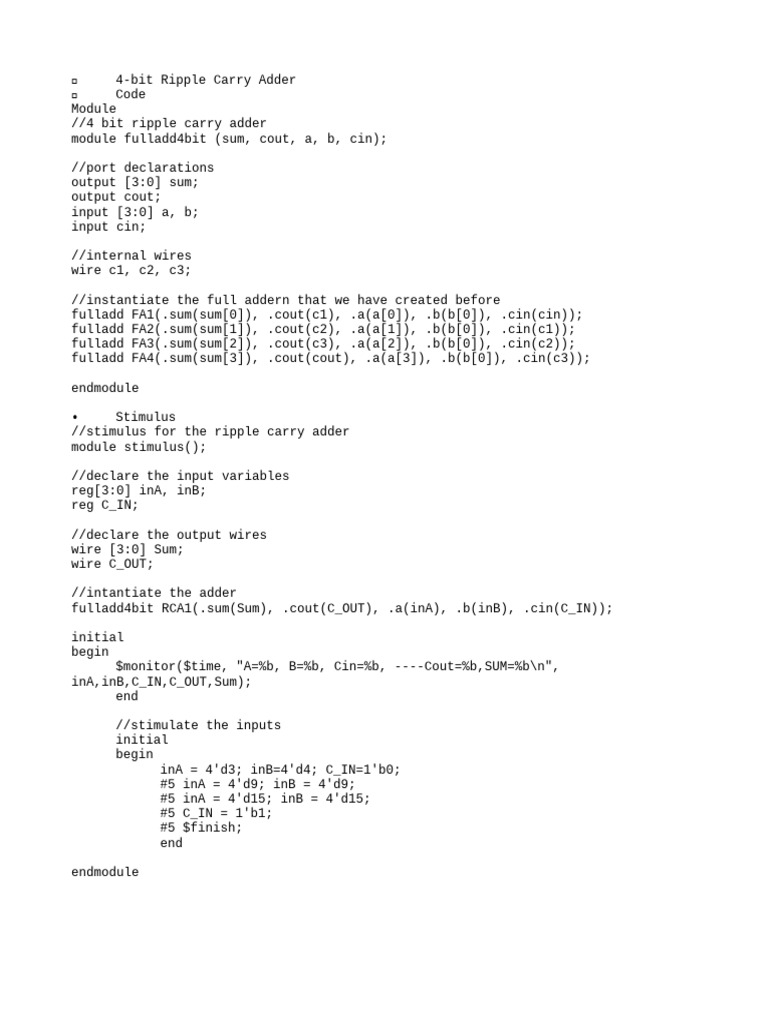4-Bit Ripple Carry Adder | PDF