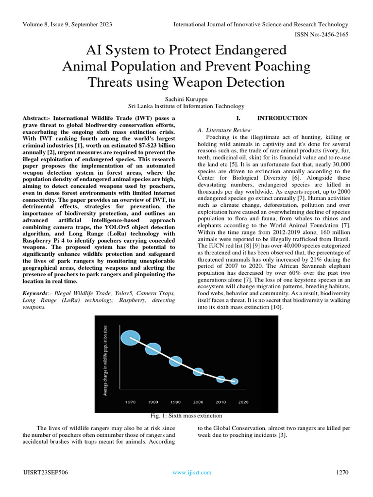 AI System To Protect Endangered Animal Population and Prevent Poaching Threats Using Weapon ...