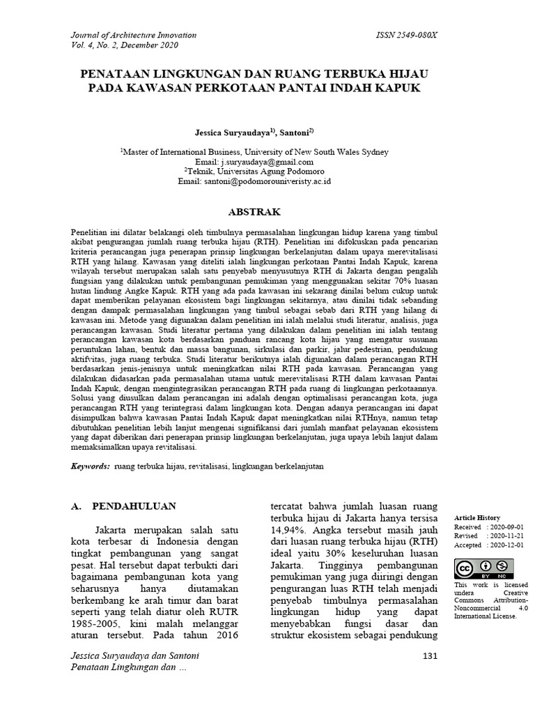 Penataan RTH Pantai Indah Kapuk | PDF | Seni | Teknologi & Rekayasa