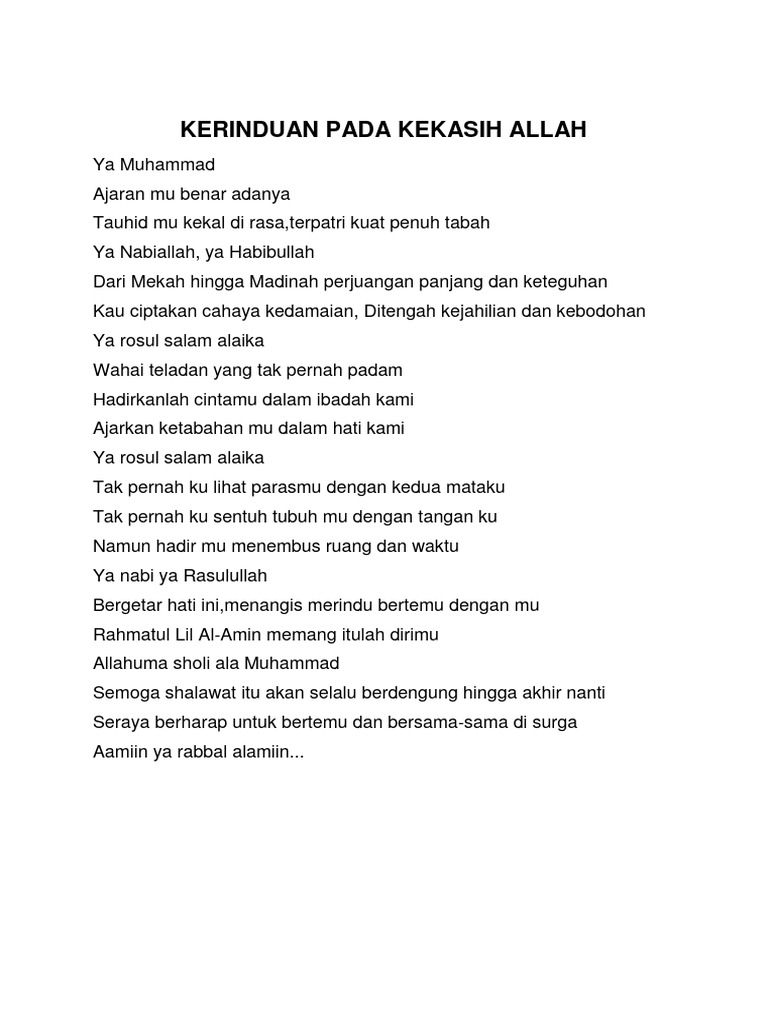 Puisi Kerinduan Ku | PDF | Pengembangan Diri | Agama & Spiritualitas