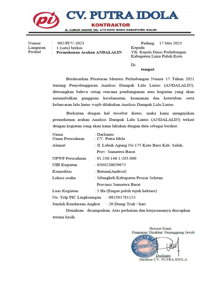 Surat Andalalin | PDF