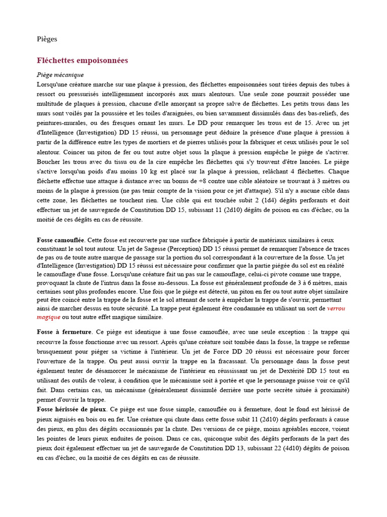 Pièges dd5 | PDF
