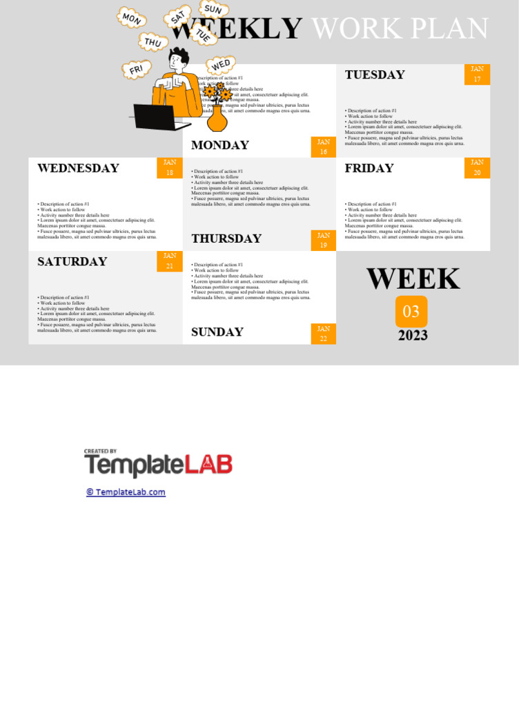 Weekly Work Plan Template TemplateLab.com | PDF
