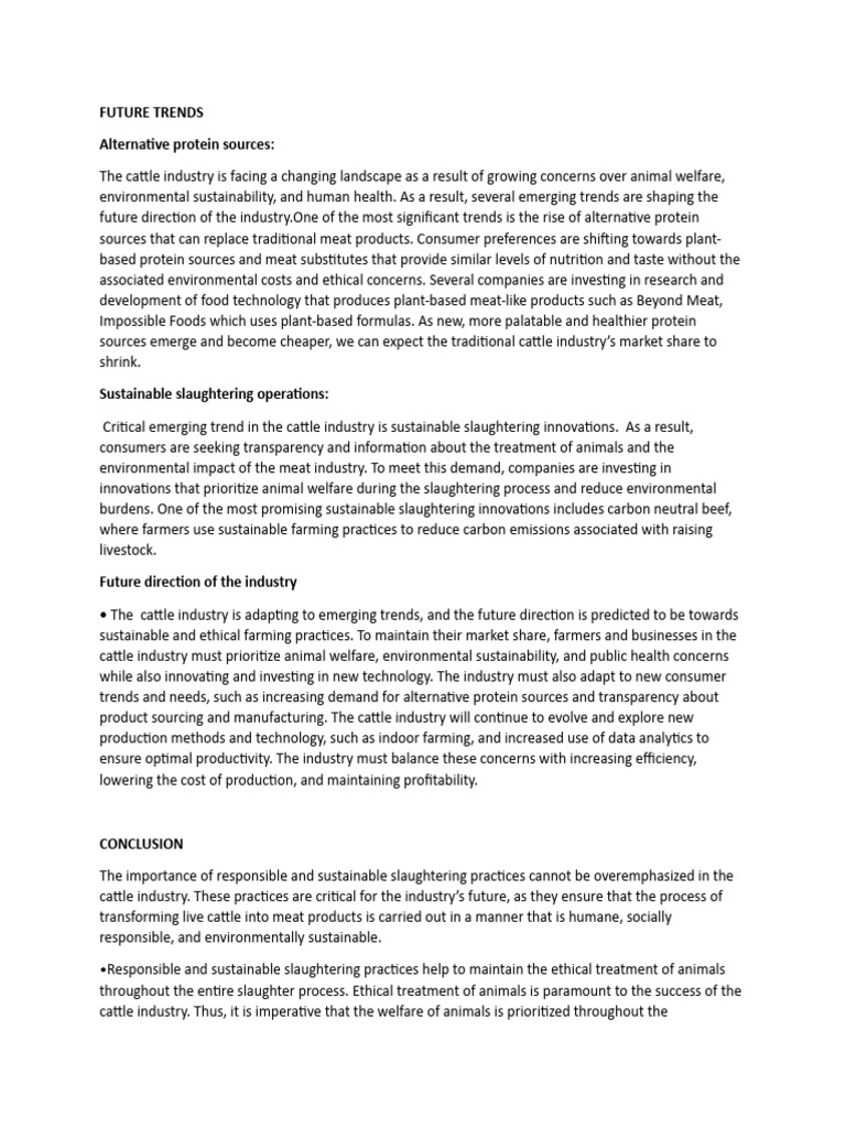 Future Trends and Conclusion Cattle | PDF
