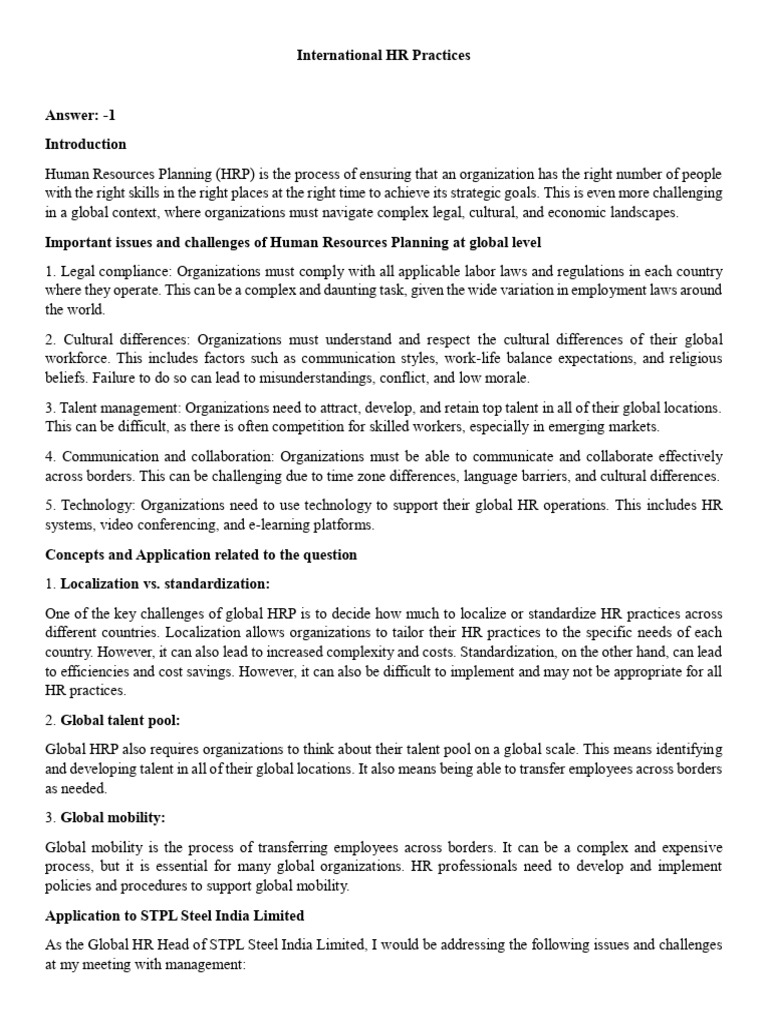 International HR Practices | PDF | Cost Of Living | Employment