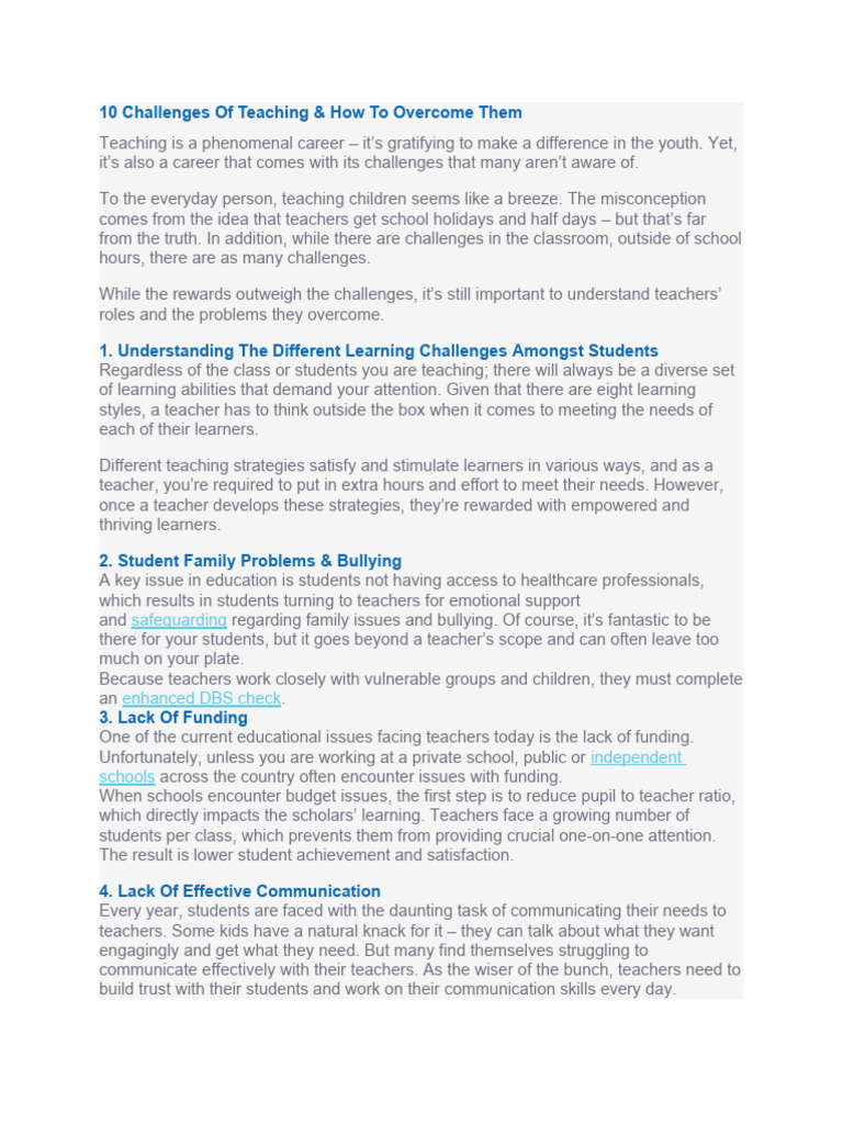 10 Challenges of Teaching | PDF