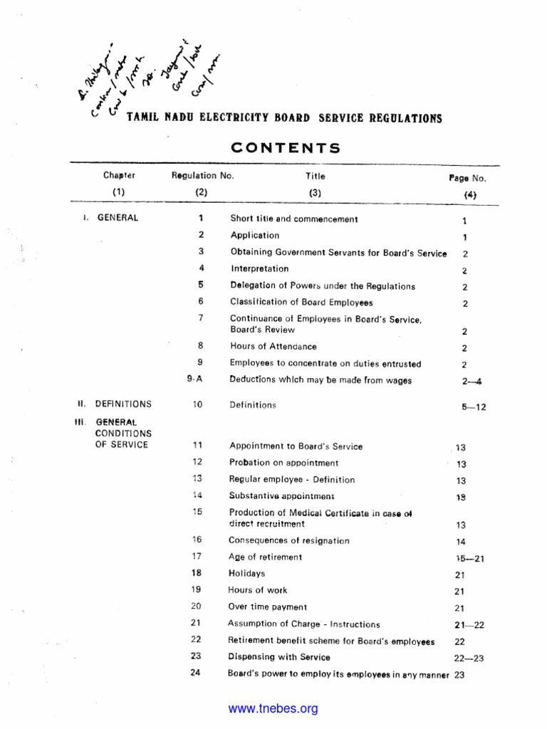 Service Regulation TNEB | PDF
