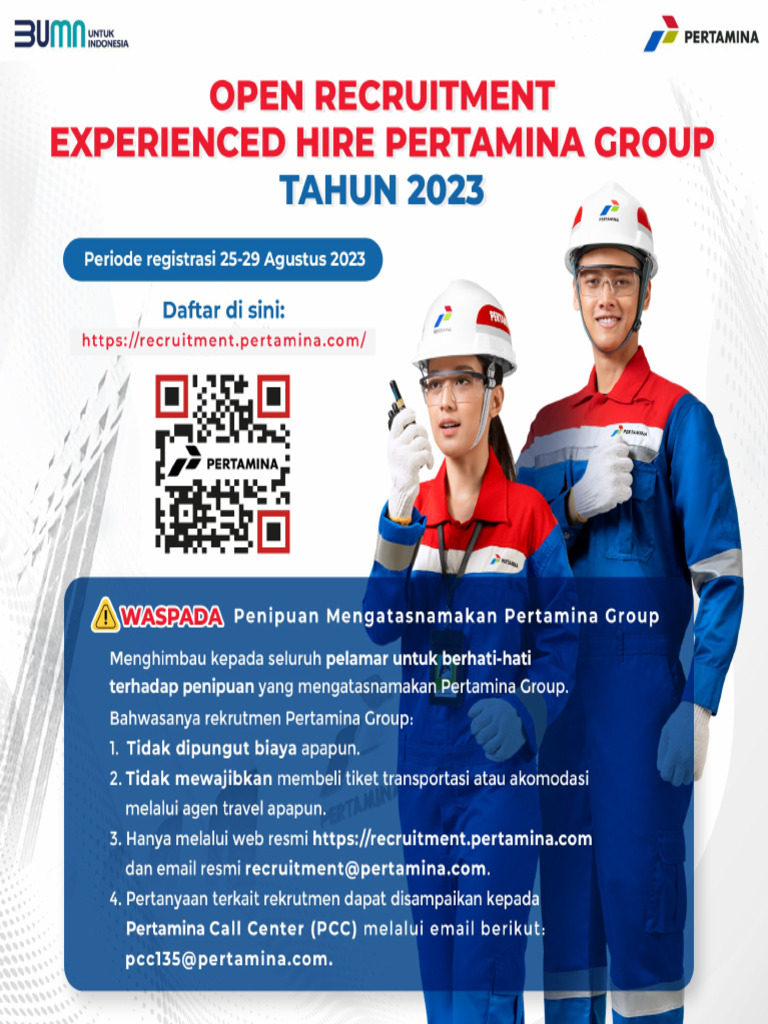 Open Recruitment Experienced Hire Pertamina Group 2023 | PDF