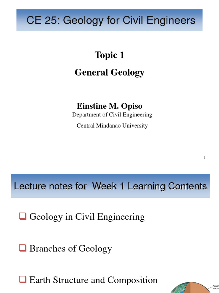 Lecture Notes For Week 1 - General Geology | PDF