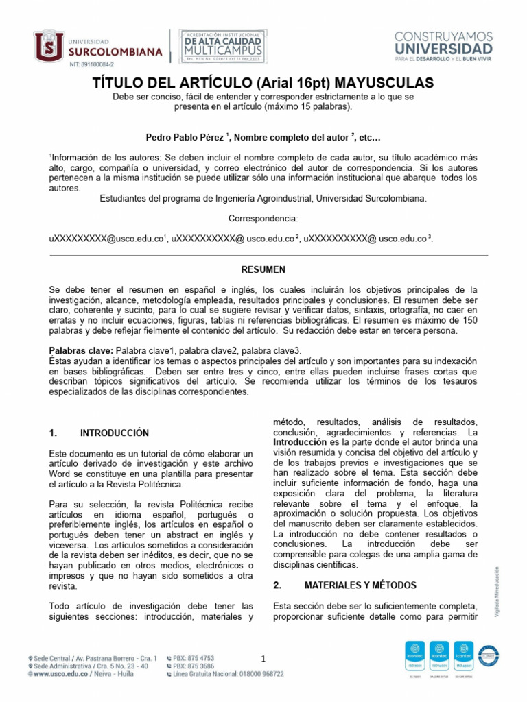 Plantilla de Articulo Cientifico | PDF | Comunicación humana | Comunicación