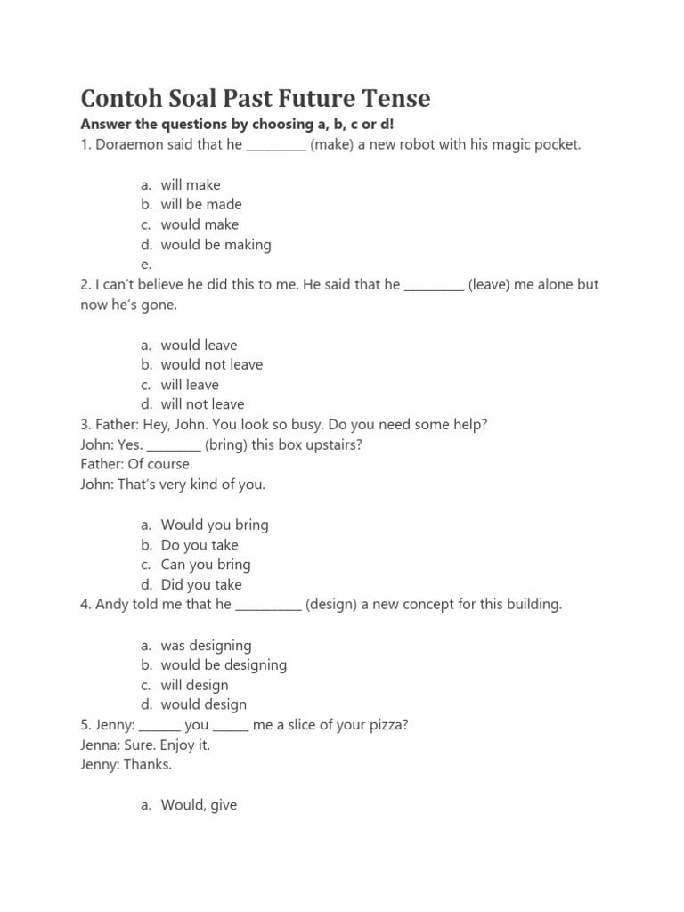 Contoh Soal Past Future Tense | PDF