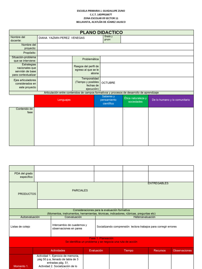 Formato de Planeacion | PDF