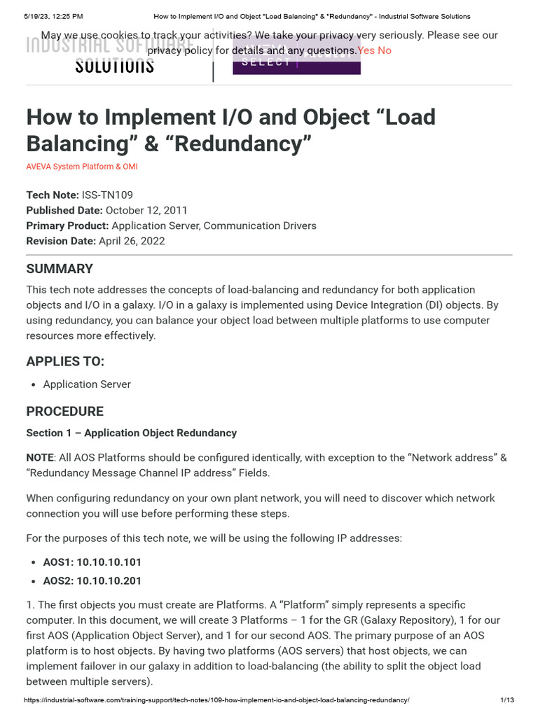 How To Implement I - O and Object - Load Balancing - & - Redundancy - Industrial Software ...