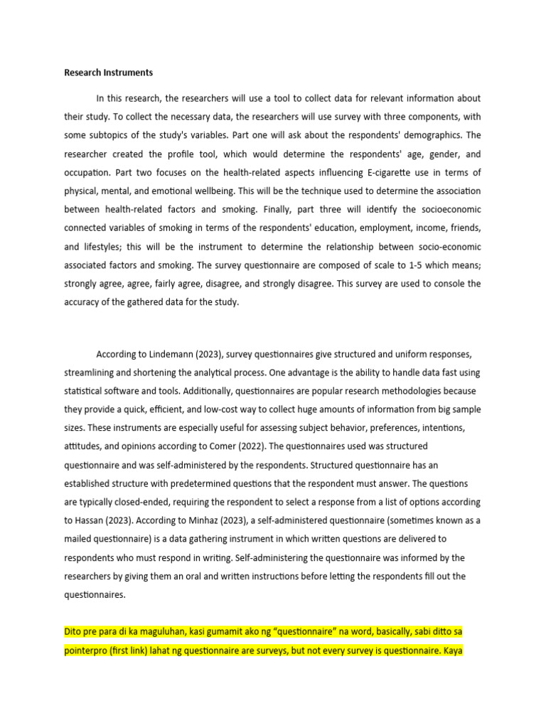 Research Instruments | PDF