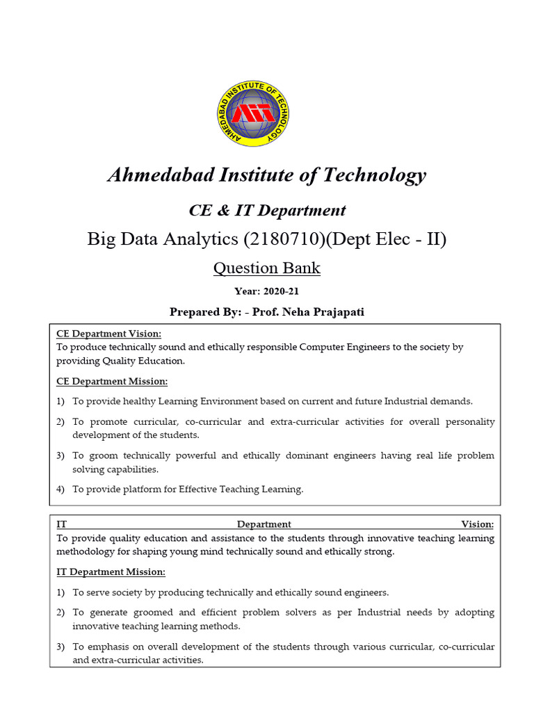 6.BDA Question Bank | PDF | Apache Hadoop | No Sql