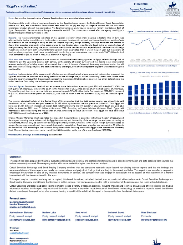 Egypt's Credit Rating - May 2023 | PDF