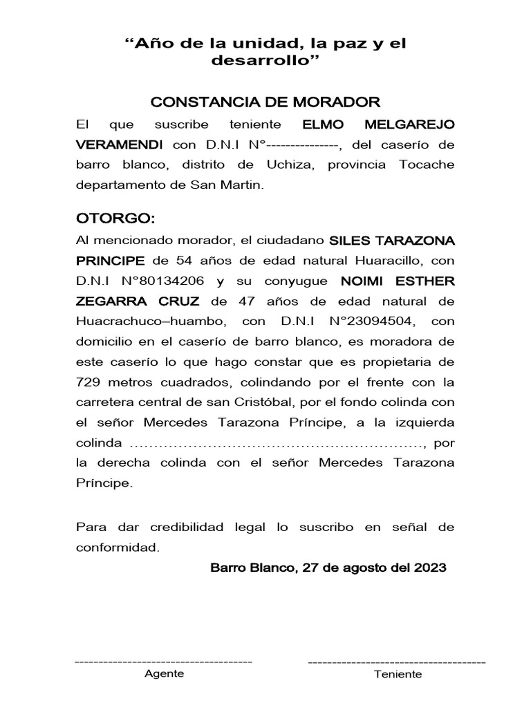 Constancia de Morador | PDF