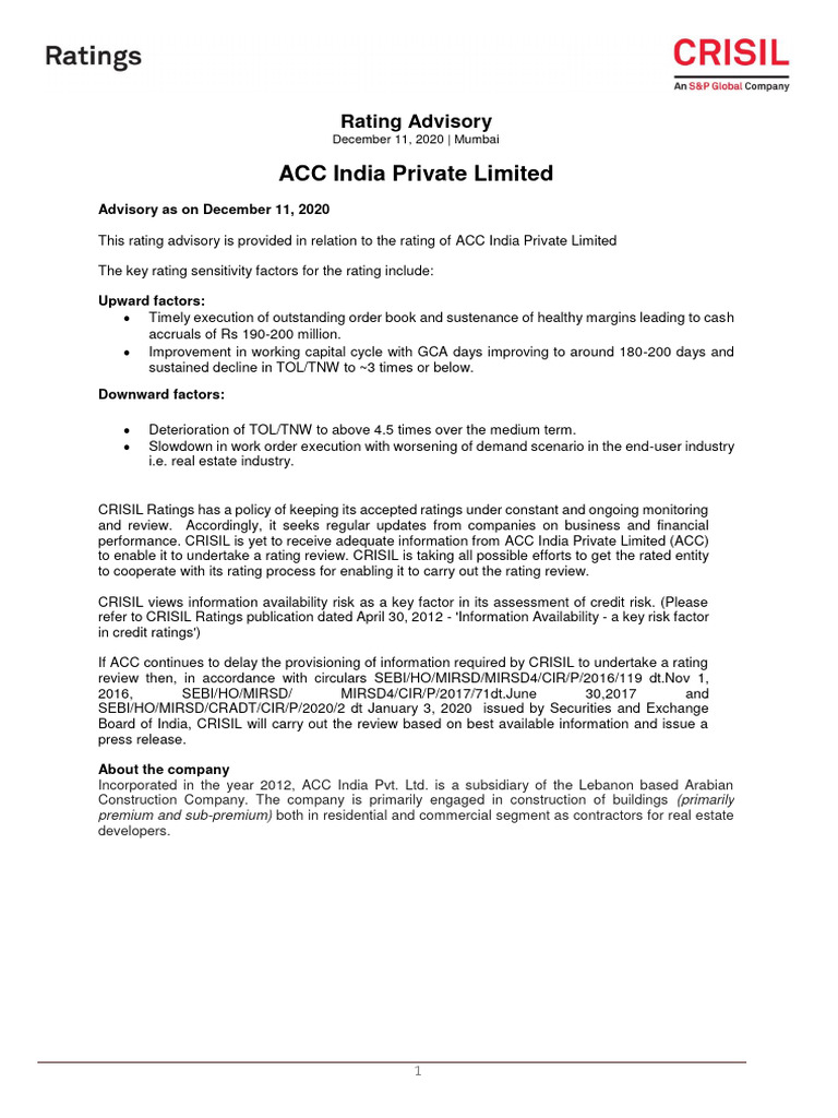ACC India Private Limited - Ad202012110852 | PDF