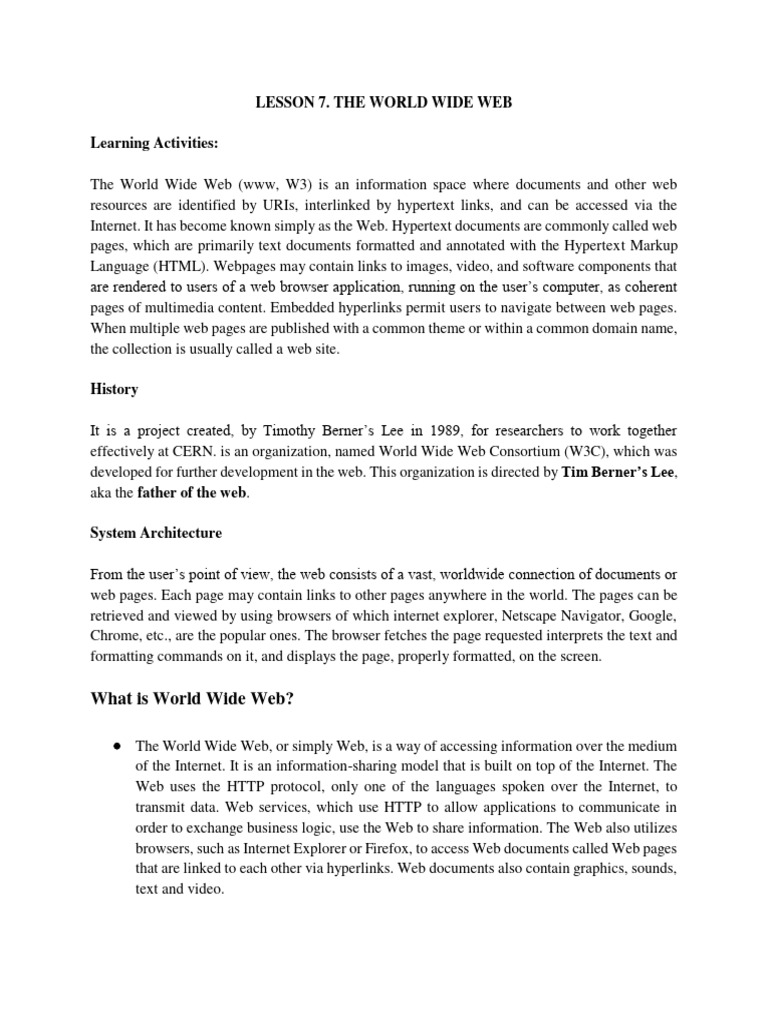 Understanding the World Wide Web | PDF | World Wide Web | Internet & Web