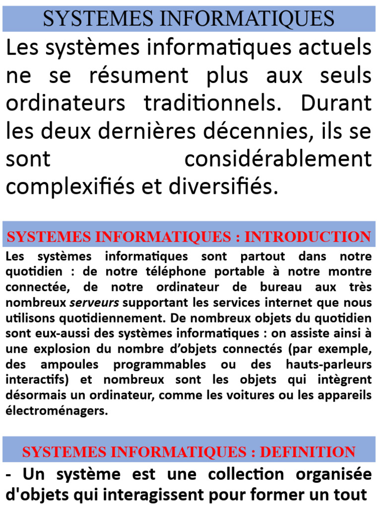 Systemes Informatiques Cours | PDF