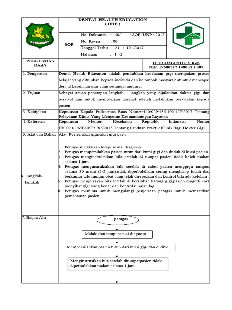 Sop Dental Health Education | PDF