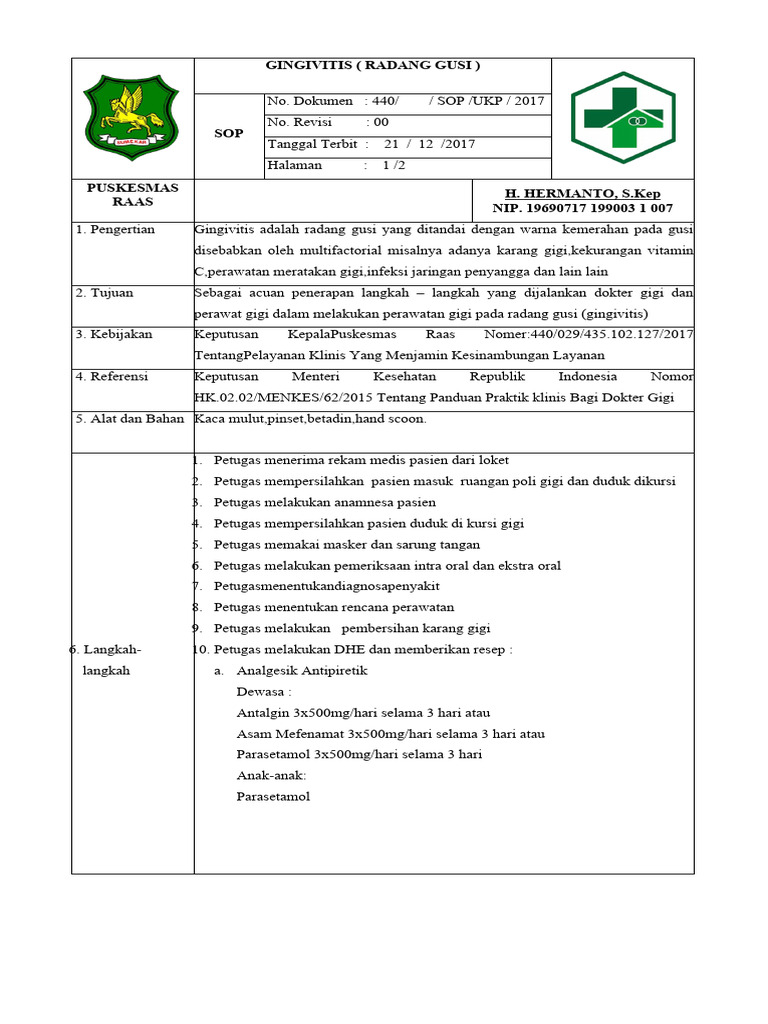 Sop Gingivitis (Radang Gusi) | PDF